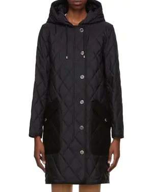 Burberry Roxby Diamond-quilted Mid-length Coat With Drawstring Hood