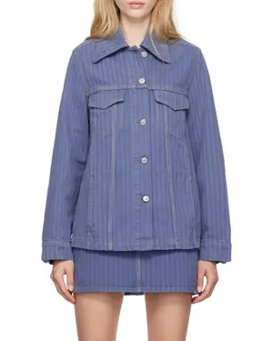 GANNI Striped Overdyed Denim Jacket