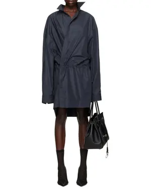 Balenciaga Asymmetrical Button Open Shirt Mini Dress - Faded Blue