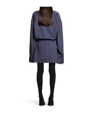Balenciaga Asymmetrical Button Open Shirt Mini Dress - Faded Blue