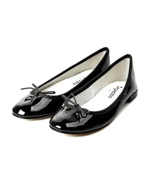 Repetto Glossy Flat Ballerina With Bow Detailing - Black