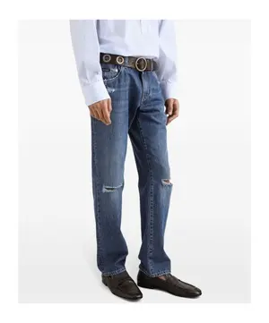 Dolce & Gabbana Distressed Straight Leg Jeans - Blue