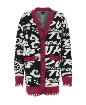 Versace Distressed V-neck Cardigan
