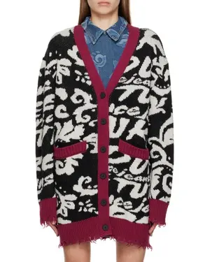 Versace Distressed V-neck Cardigan