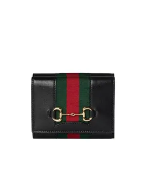 Gucci Horsebit Web Small Tri-fold Wallet - Black