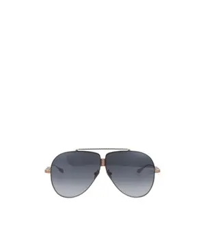 Valentino Garavani Rose Gold Tone Pilot Sunglasses - Gray