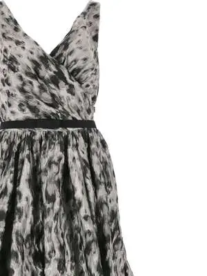 Dior Sleeveless V-neck Printed Pleated Midi Dress