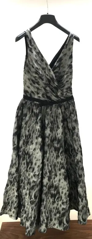 Dior Sleeveless V-neck Printed Pleated Midi Dress