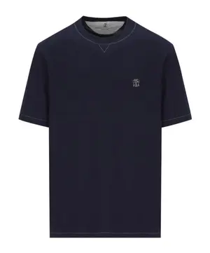 Brunello Cucinelli Logo Embroidered Crewneck T-shirt