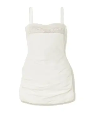 Magda Butrym Draped Lace-trim Mini Dress - Cream