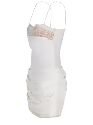 Magda Butrym Draped Lace-trim Mini Dress - Cream