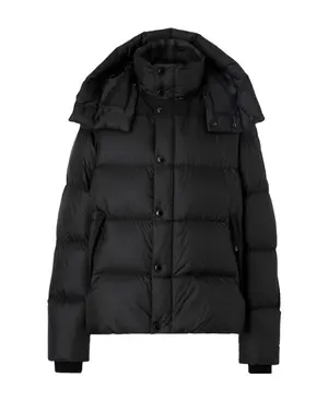 Burberry Logo Patch Hooded Puffer Jacket - Black