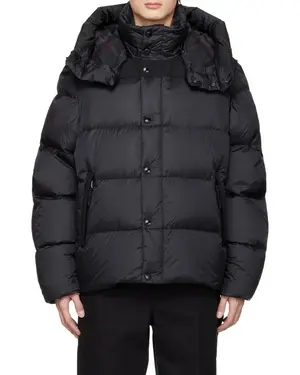 Burberry Logo Patch Hooded Puffer Jacket - Black