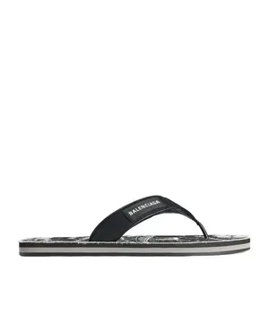 Balenciaga Sunset Thong Flat Sandals - Black