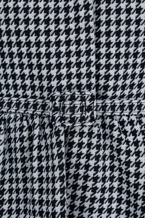 Dior Houndstooth Puff Sleeve Flared Dress