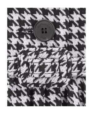 Dior Houndstooth Puff Sleeve Flared Dress