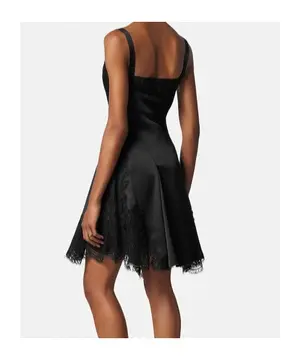 Versace Lace-trimmed Satin Mini Dress - Black