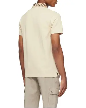 Burberry Check Collar Short Sleeved Polo Shirt - Nutmeg