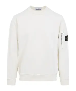 Stone Island Logo Patch Crewneck Sweatshirt - Ivory