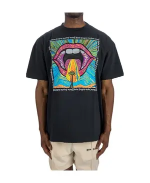 Palm Angels Crazy Mouth Straight Hem T-shirt