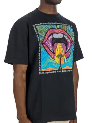 Palm Angels Crazy Mouth Straight Hem T-shirt