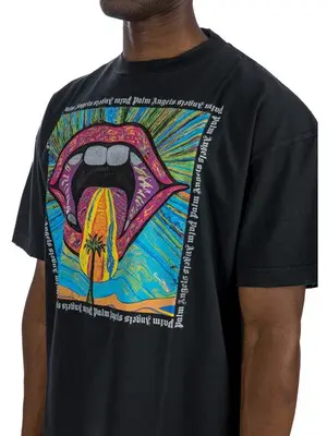 Palm Angels Crazy Mouth Straight Hem T-shirt
