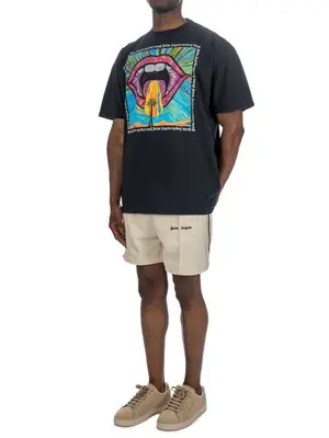 Palm Angels Crazy Mouth Straight Hem T-shirt