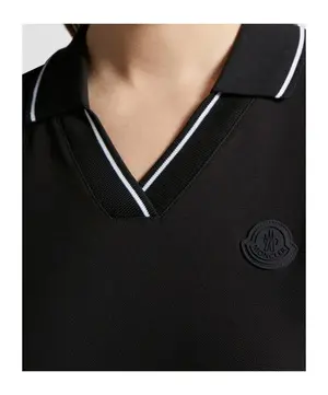Moncler Logo Patch V-neck Polo Shirt