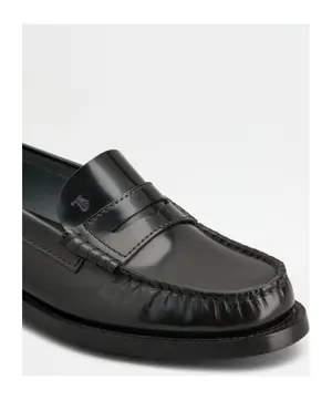TOD'S Logo Embossed Penny Loafers - Black