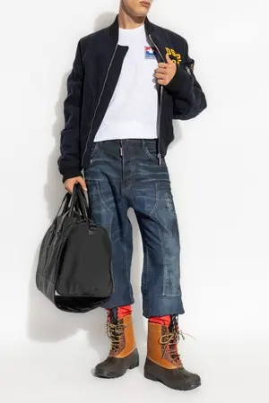 Dsquared2 Logo Patch Bomber Jacket - Navy Blue