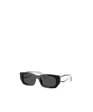Prada Rectangular Frame Sunglasses With Logo Detail - Black