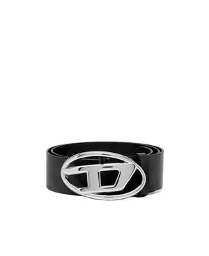 DIESEL® Logo Plaque Buckled Belt - Black