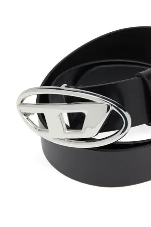 DIESEL® Logo Plaque Buckled Belt - Black