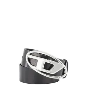 DIESEL® Logo Plaque Buckled Belt - Black
