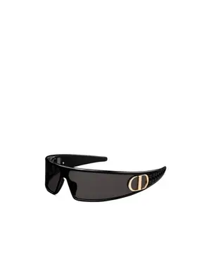 Dior Mask Frame Sunglasses With Gold Cd Logo - Black