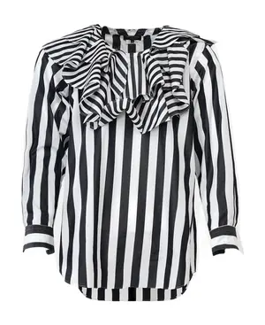 Comme Des Garçons Striped Shirt With Lotus Leaf Edge