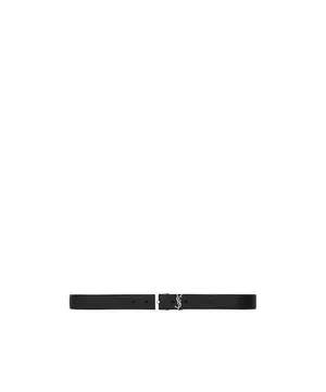 Saint Laurent Cassandre Logo Plaque Belt - Black