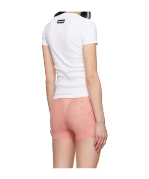 MARINE SERRE Logo Embroidered Ribbed T-shirt