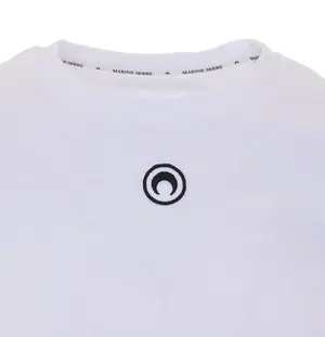 MARINE SERRE Logo Embroidered Ribbed T-shirt