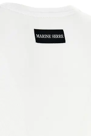 MARINE SERRE Logo Embroidered Ribbed T-shirt