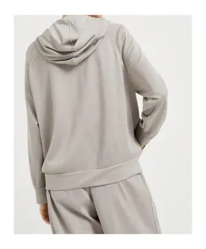 Brunello Cucinelli Embellished Zip-up Hoodie - Light Gray