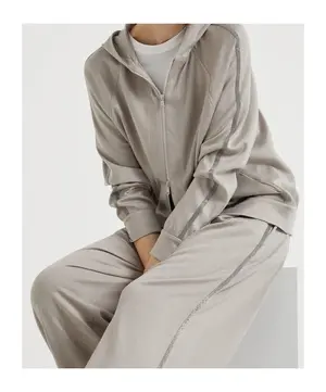 Brunello Cucinelli Embellished Zip-up Hoodie - Light Gray