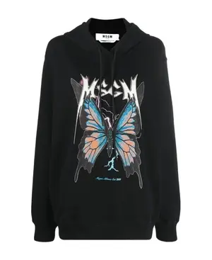 MSGM Graphic Print Cotton Hoodie