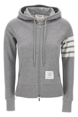 Thom Browne 4-bar Zip-up Hoodie - Light Gray
