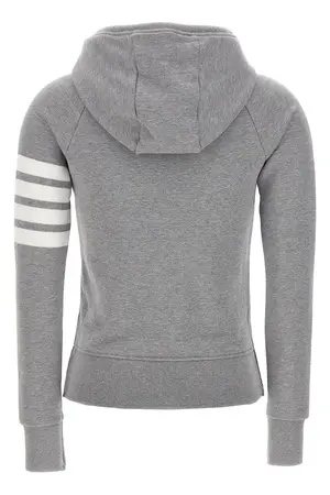 Thom Browne 4-bar Zip-up Hoodie - Light Gray