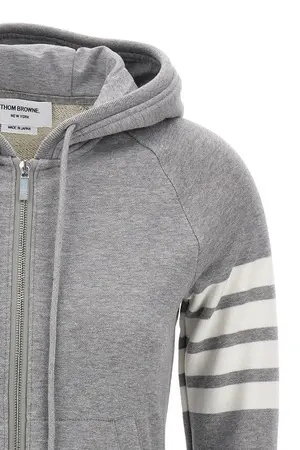 Thom Browne 4-bar Zip-up Hoodie - Light Gray
