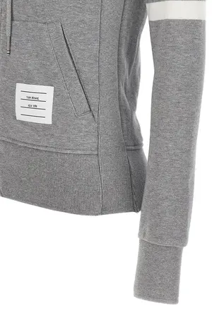 Thom Browne 4-bar Zip-up Hoodie - Light Gray