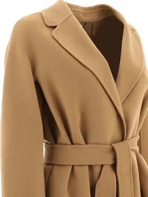 Max Mara Esturia Belted Long-sleeved Coat - Camel