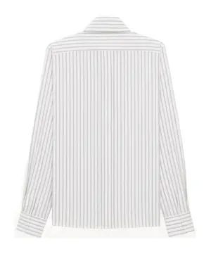 Saint Laurent Cassandre Shirt In Striped Cotton - No