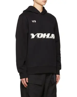 Y3 Logo Printed Long Sleeve Hoodie